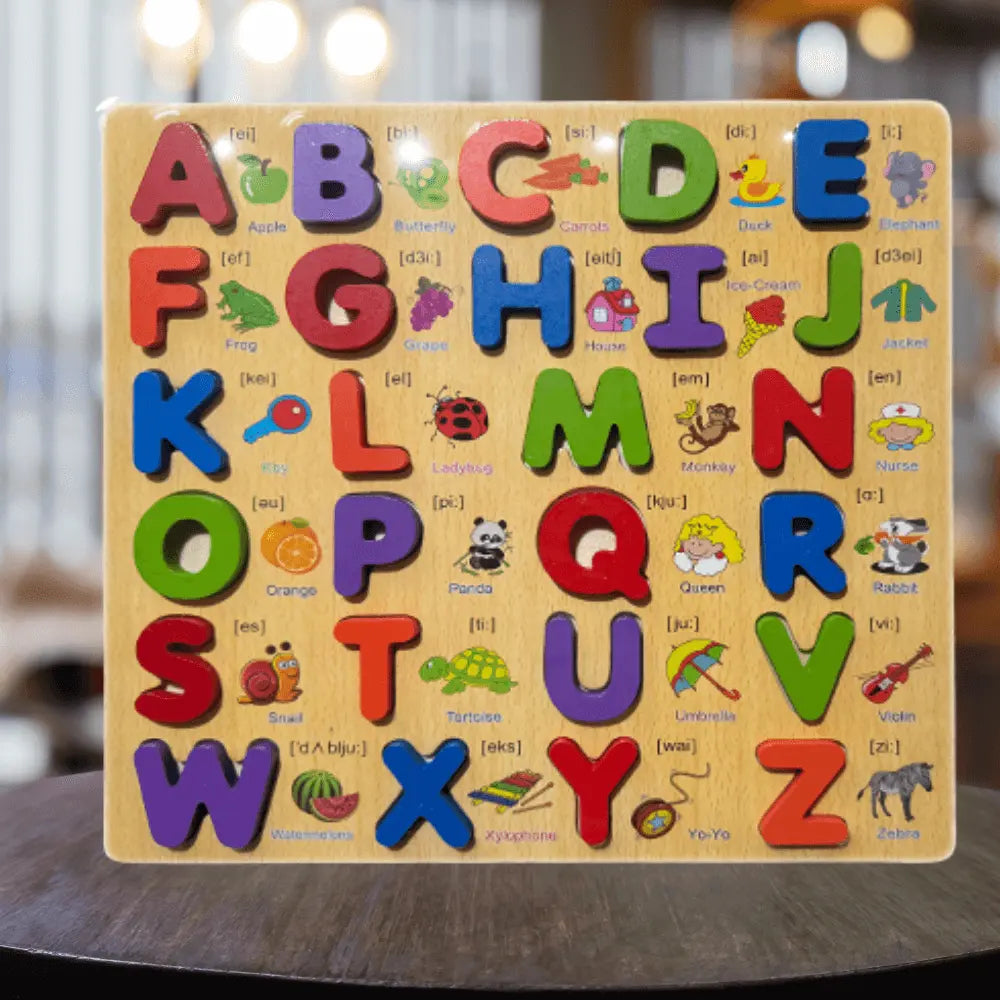 English Alphabets Puzzle with Picture (Big Size) – Zawe Toys